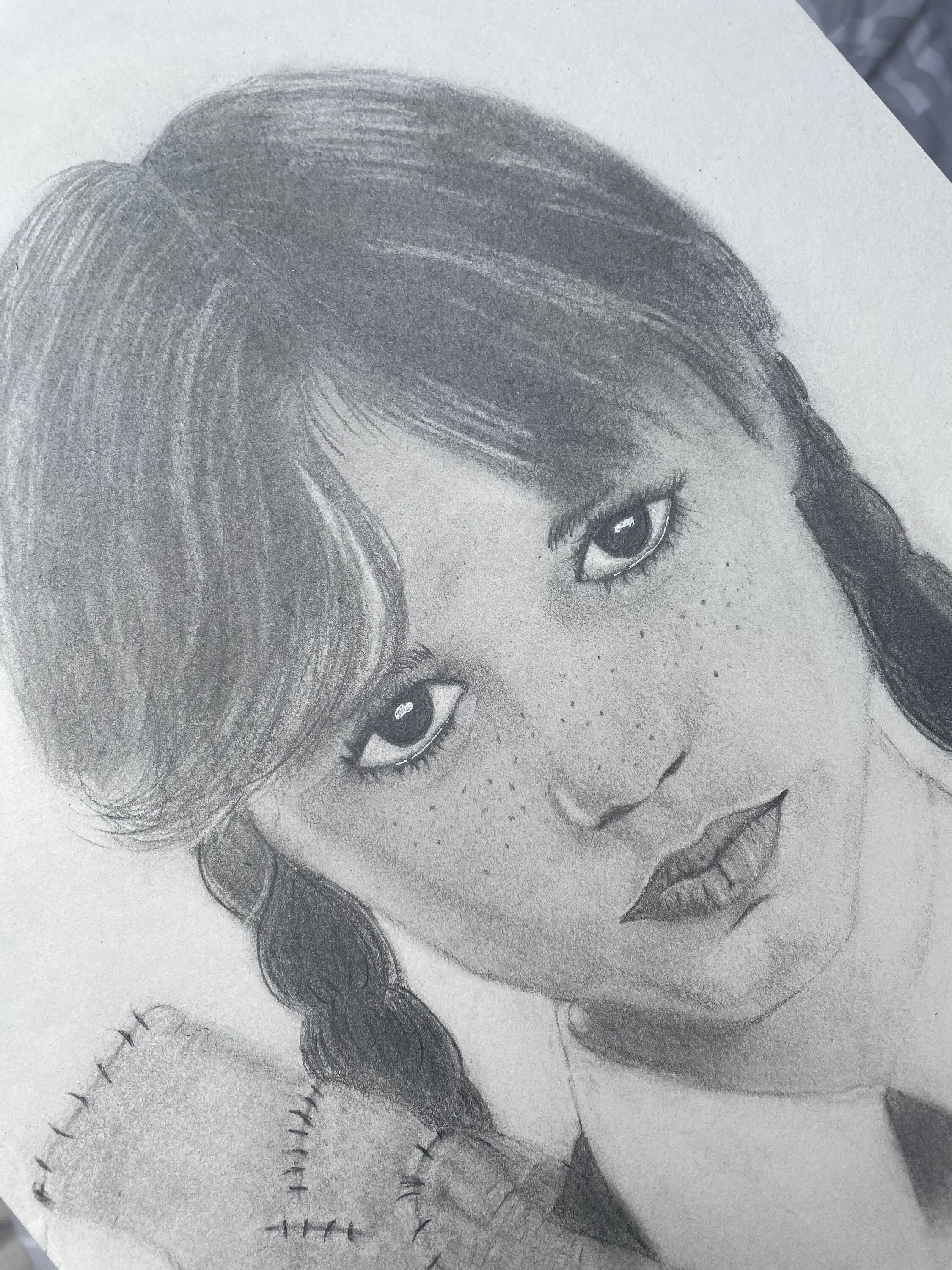 Wednesday Addams Jenna Ortega Original Pencil Drawing Addams - Etsy