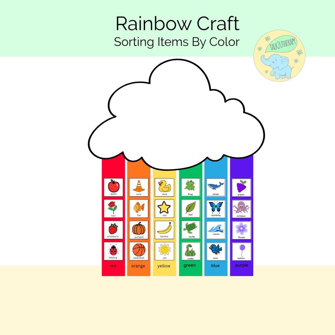 Rainbow Color Sorting Craft | Cut, Paste & Color Activity |speech and ...