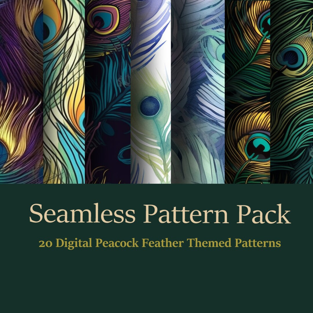 20 Seamless Digital Peacock Feather Patterns - Etsy