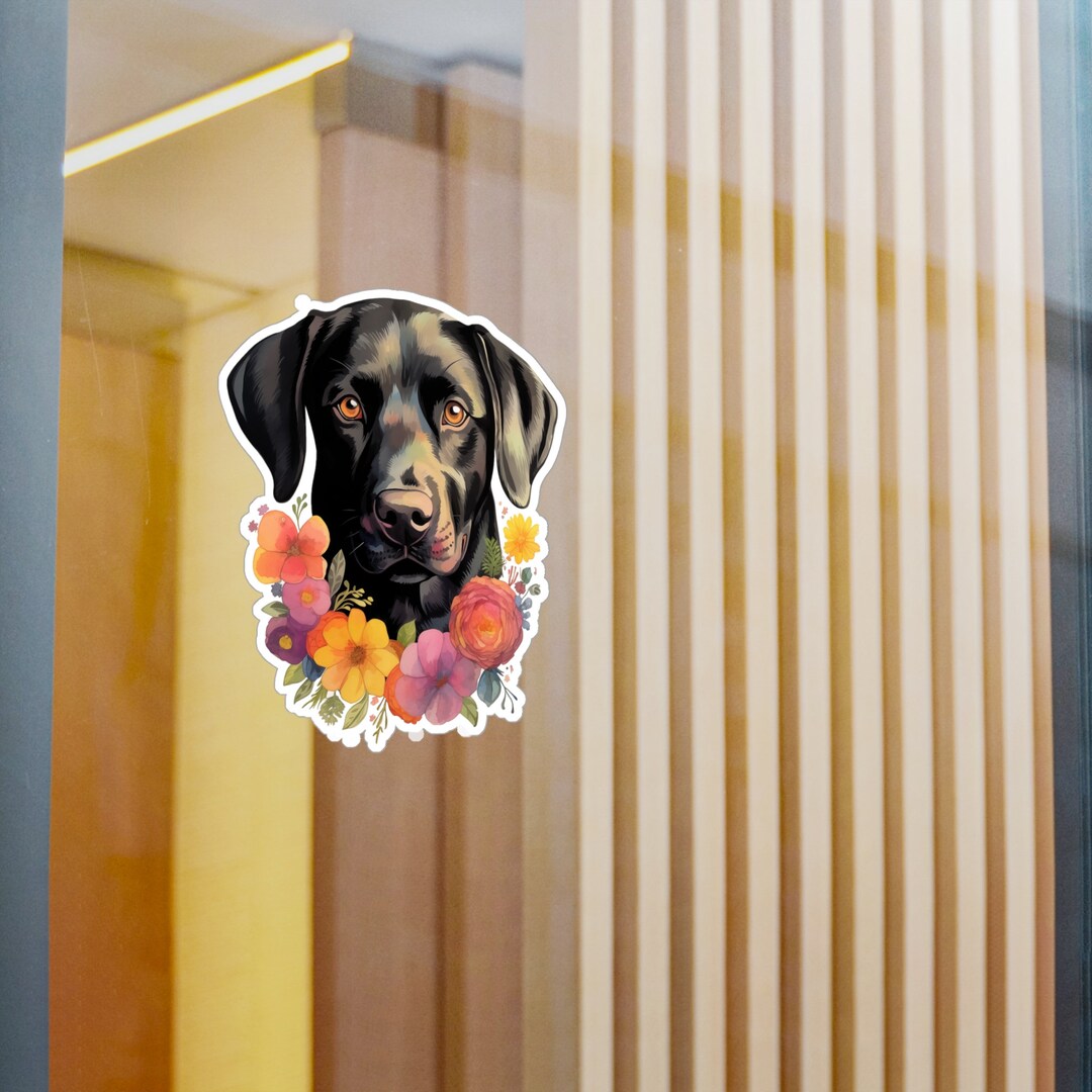 Floral Watercolor Black Labrador Sticker, Weather-resistant - Etsy