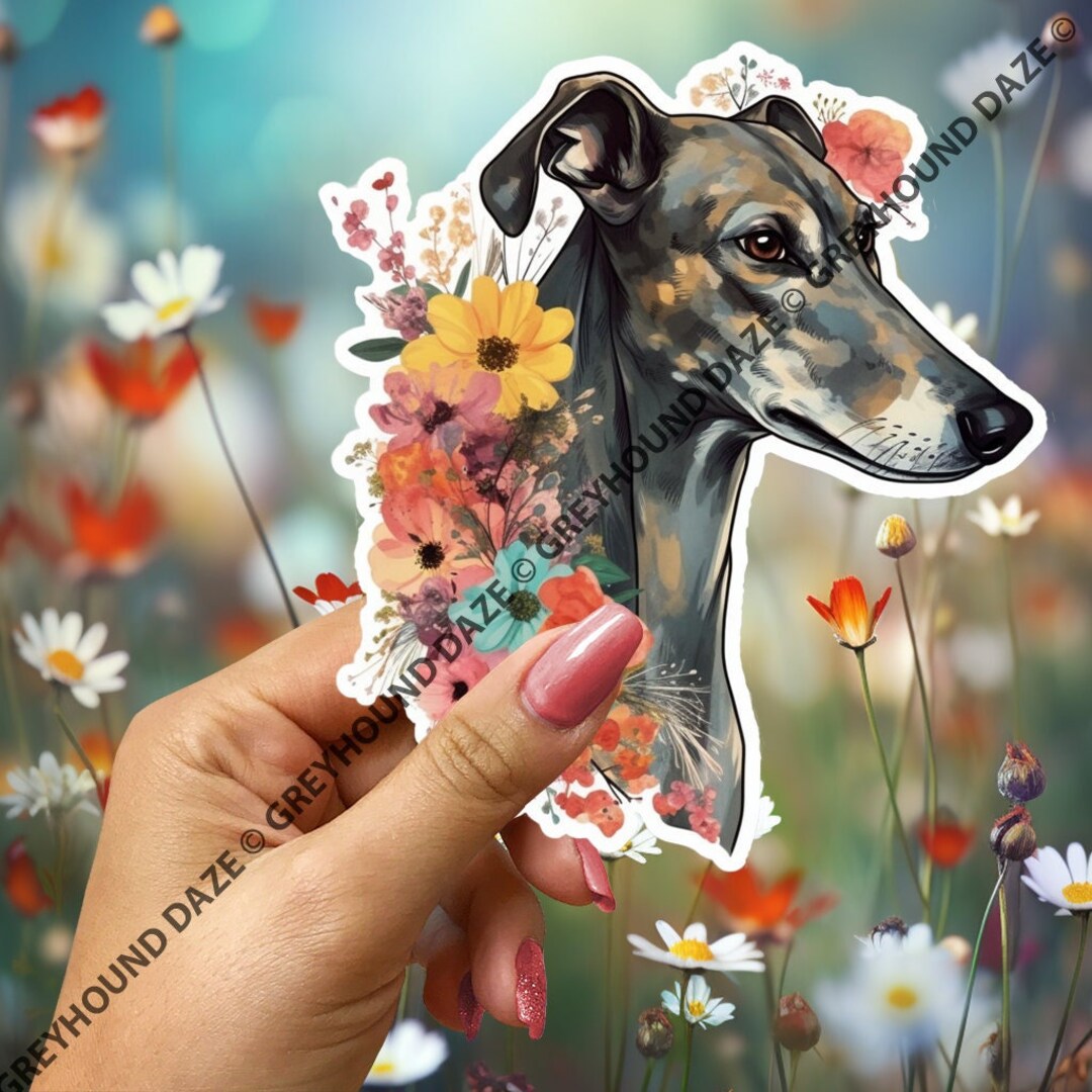 Greyhound Floral Vinyl Decal - Etsy