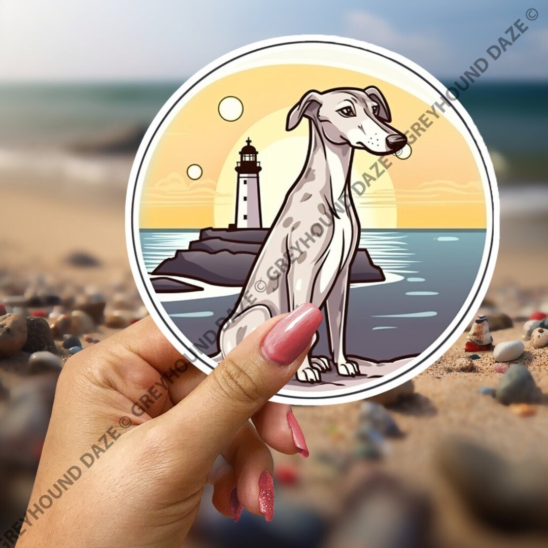 Greyhound Lighthouse Beach Vinyl Decal - Etsy