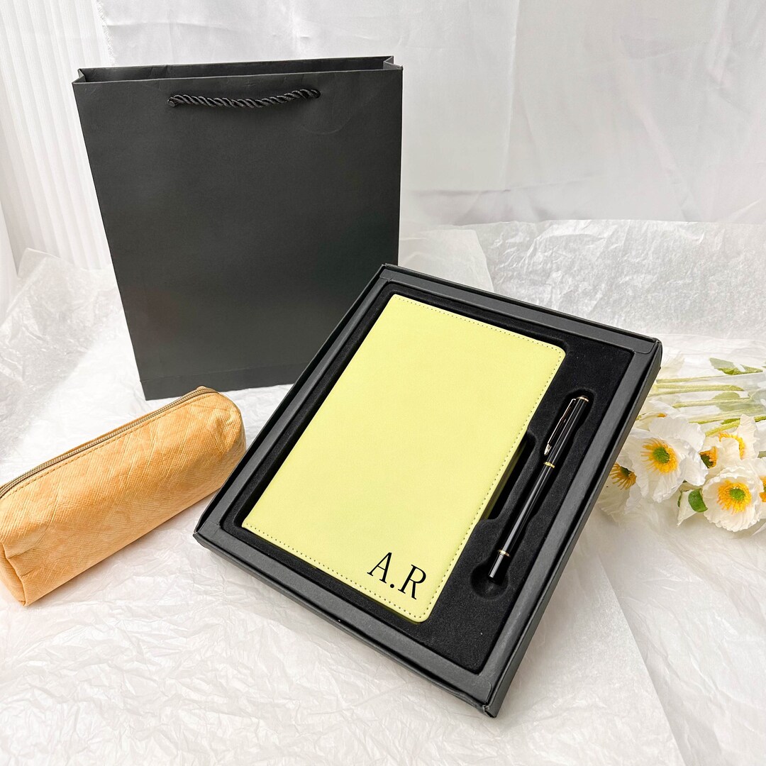 Customize Initial A5 Notebook,notebook & Metal Pen Set,customize ...