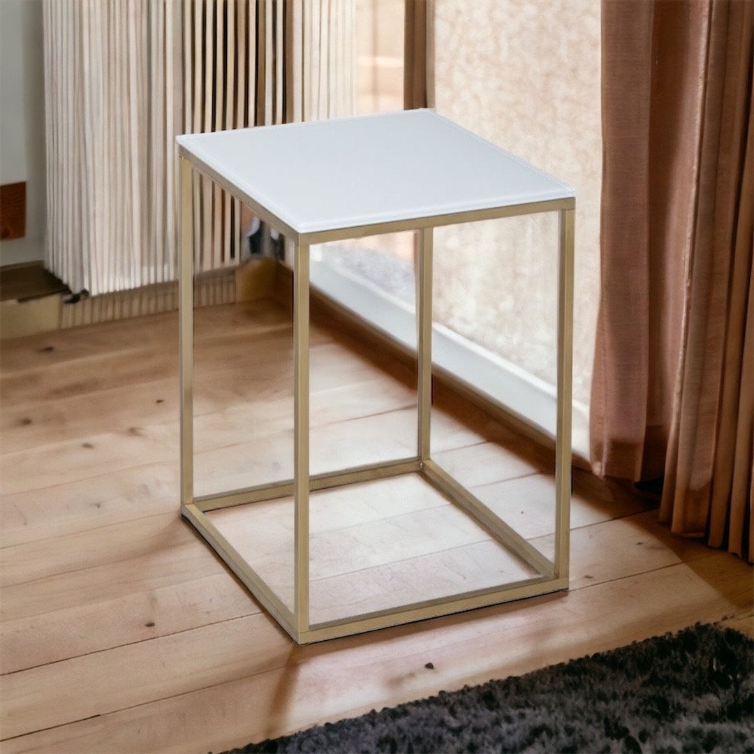 White Square Bedside Table Kensal Sqare Bedside Table / White Bedside ...