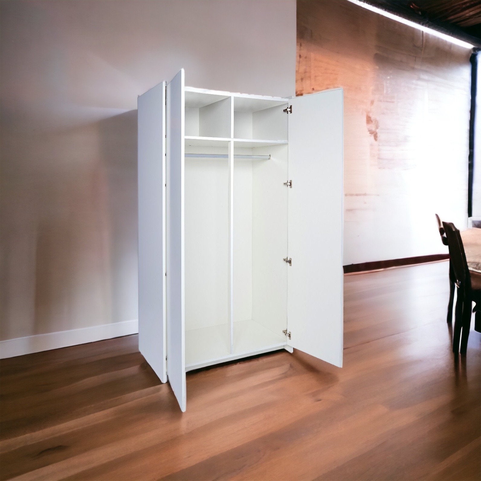 Free-standing White Wardrobe / Wooden White Wardrobe / White Wardrobe ...