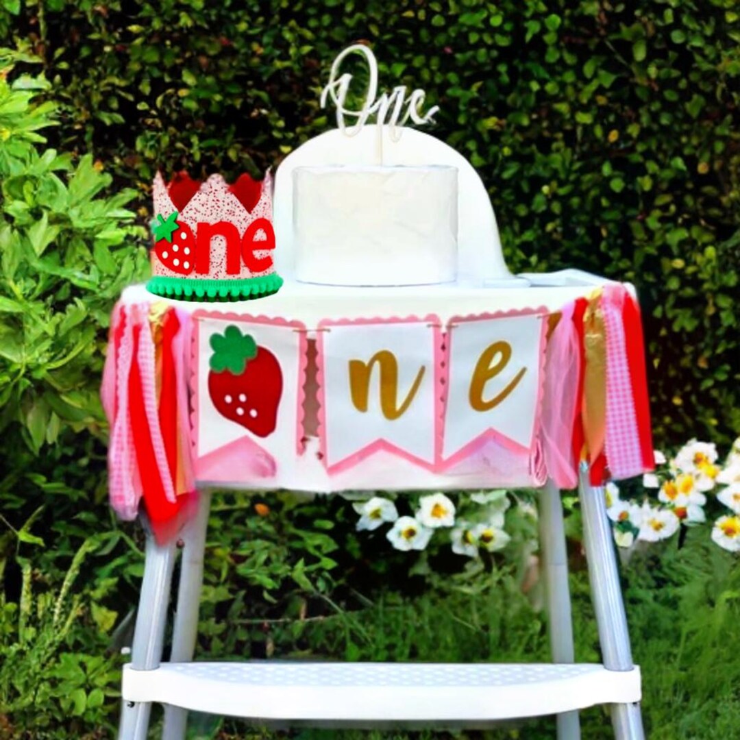Berry 1st Birthday Banner | High Chair One Banner | Strawberry Party ...