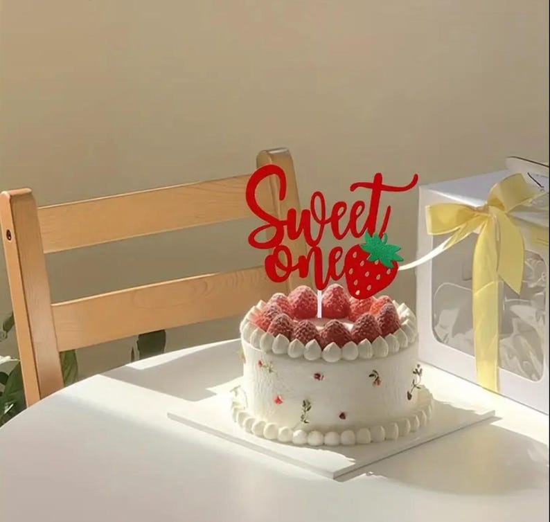Strawberry Sweet One Cake Topper ⁜ Strawberry Cake Topper ⁜ Berry First ...
