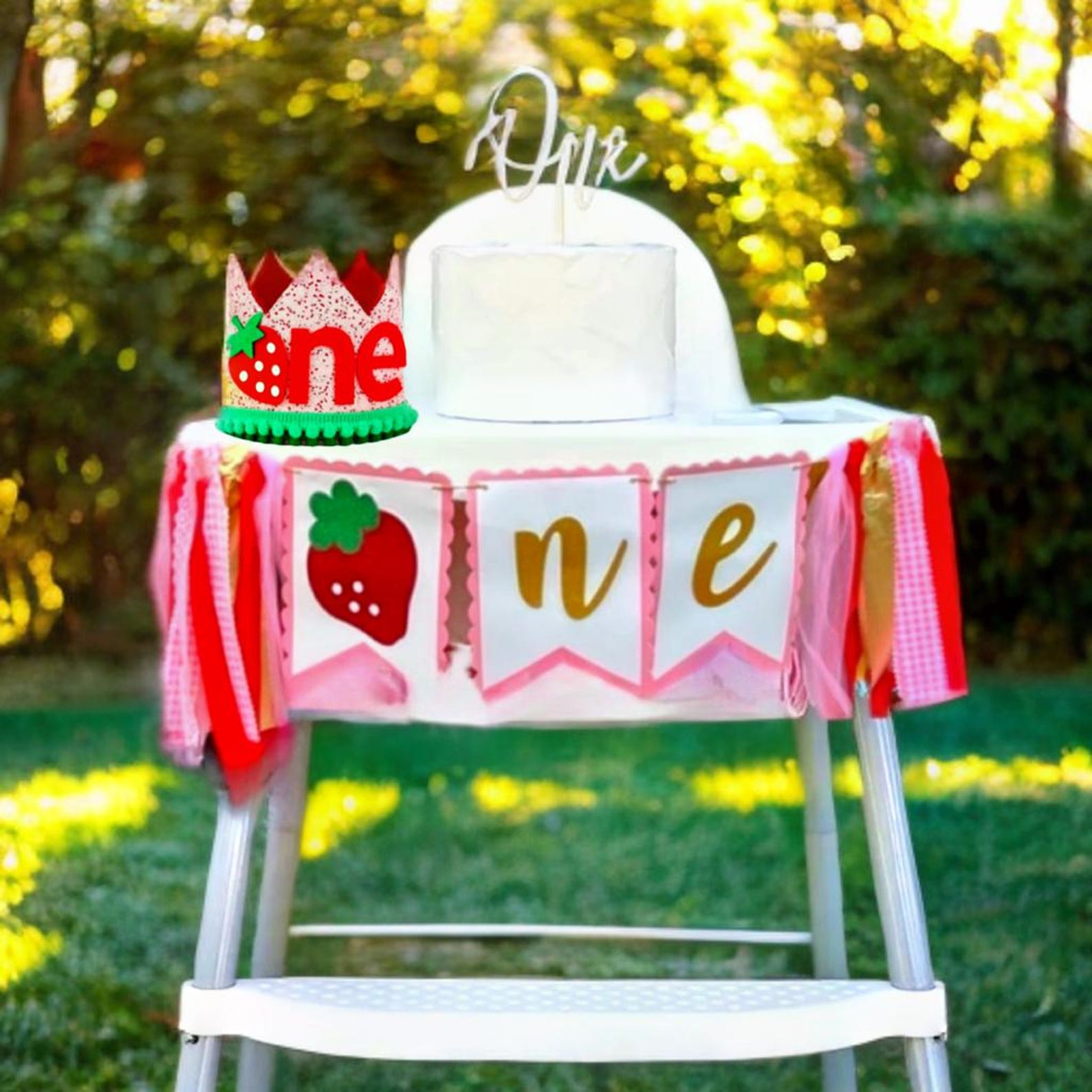 Berry 1st Birthday Banner | High Chair One Banner | Strawberry Party ...