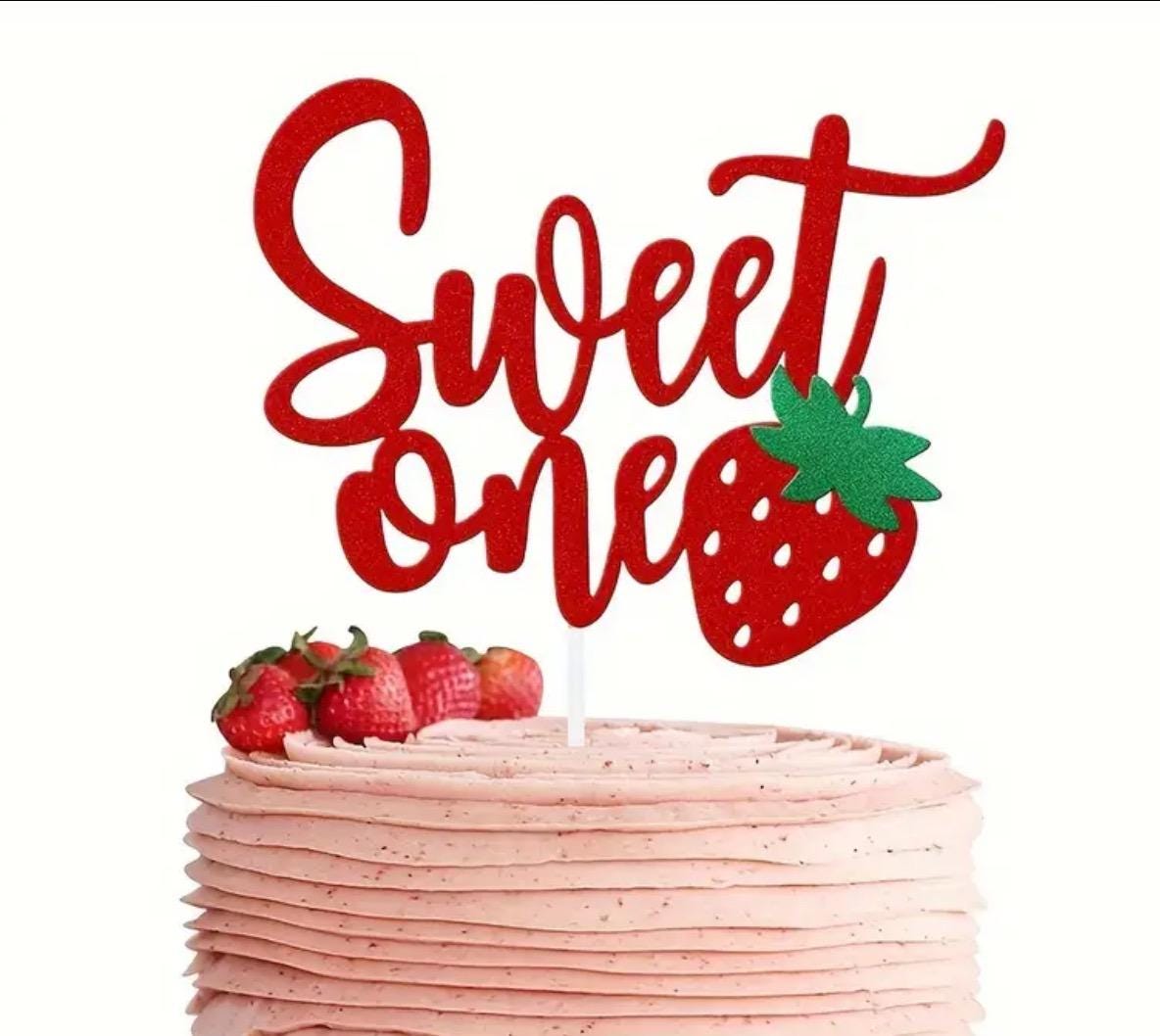 Strawberry Sweet One Cake Topper ⁜ Strawberry Cake Topper ⁜ Berry First ...