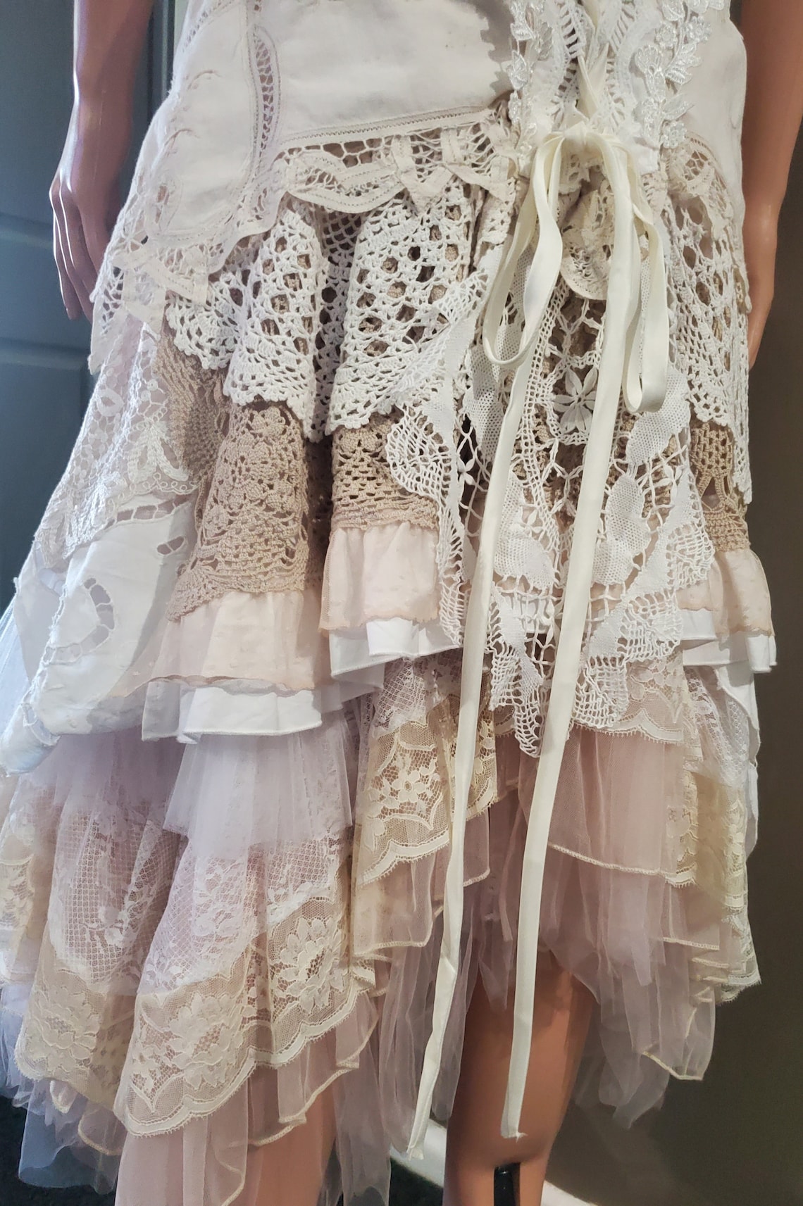 Antique and Vintage Lace Layered Dress/ Alternative Wedding Gown - Etsy