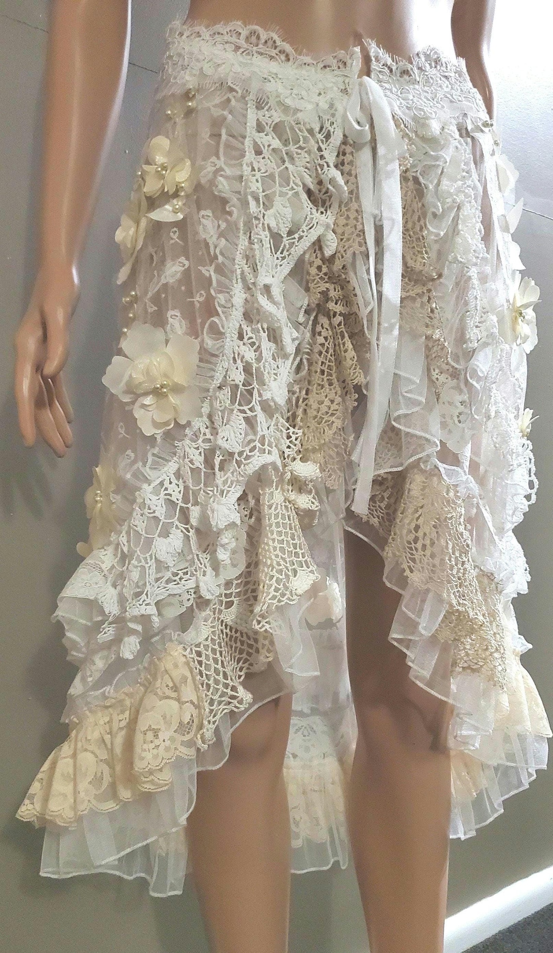 3D Flower Lace Skirt /layered Lace Shawl / Layered Lace Wrap Skirt ...