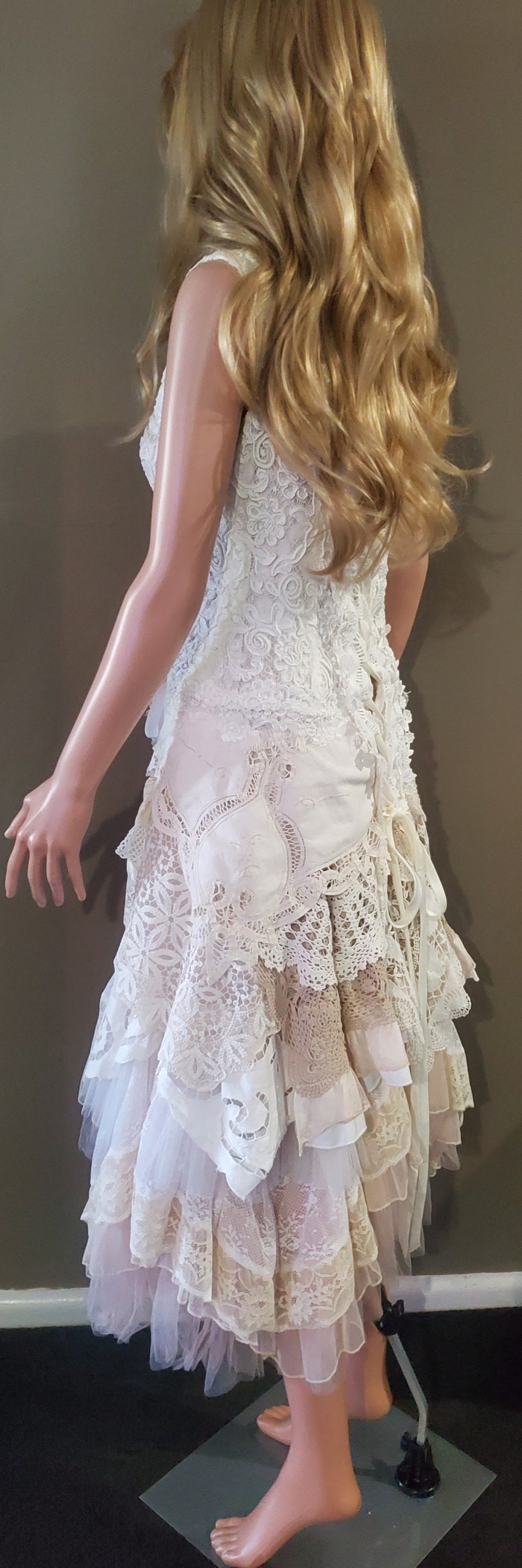 Antique and Vintage Lace Layered Dress/ Alternative Wedding Gown - Etsy