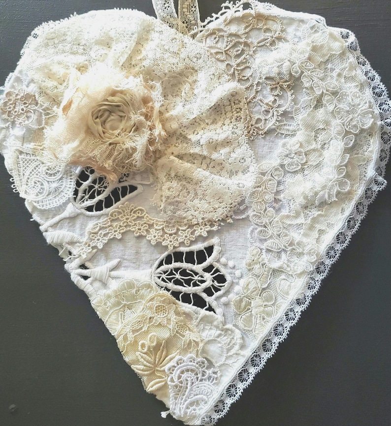 Decorative Lace Snippet Hanging Love Hearts / Wedding Gift/ Valentine's ...