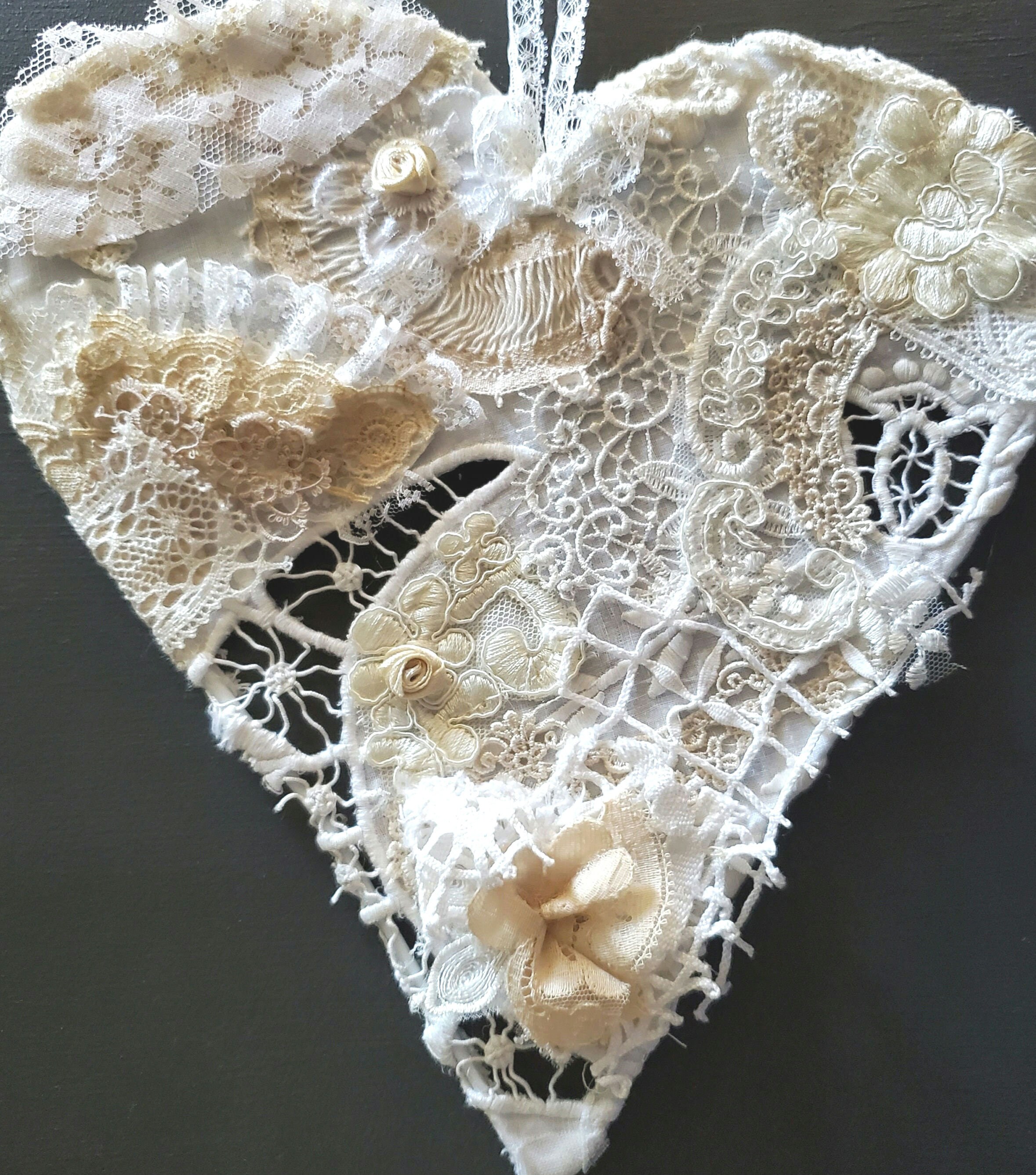 Decorative Lace Snippet Hanging Love Hearts / Wedding Gift/ Valentine's ...