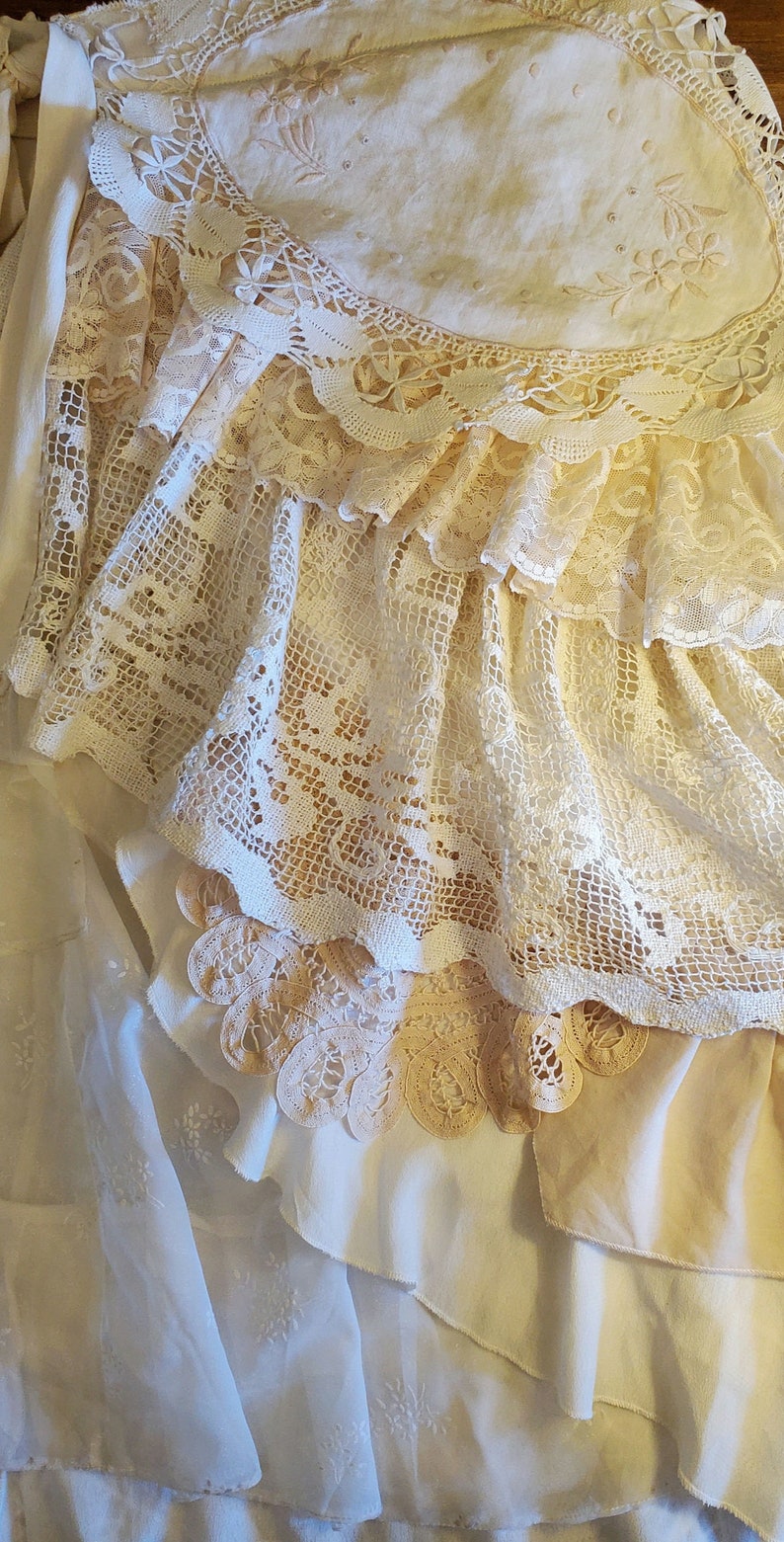 Layered Vintage & Antique Lace Wrap Skirt,boho Bridal Skirt,festival Skirt,steampunk or ...