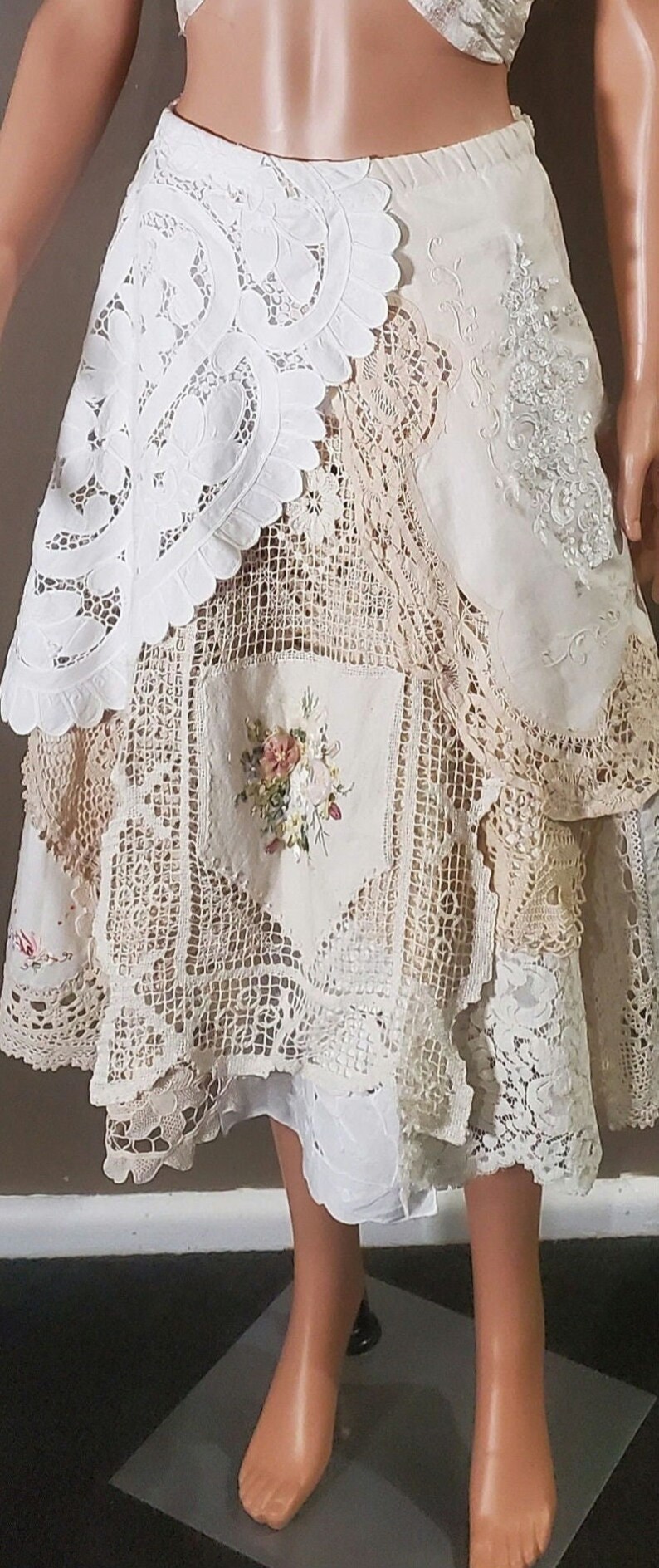 Stunning Unique Skirt/ Shabbychic Style Bohemian Bridal Skirt/ Vintage ...