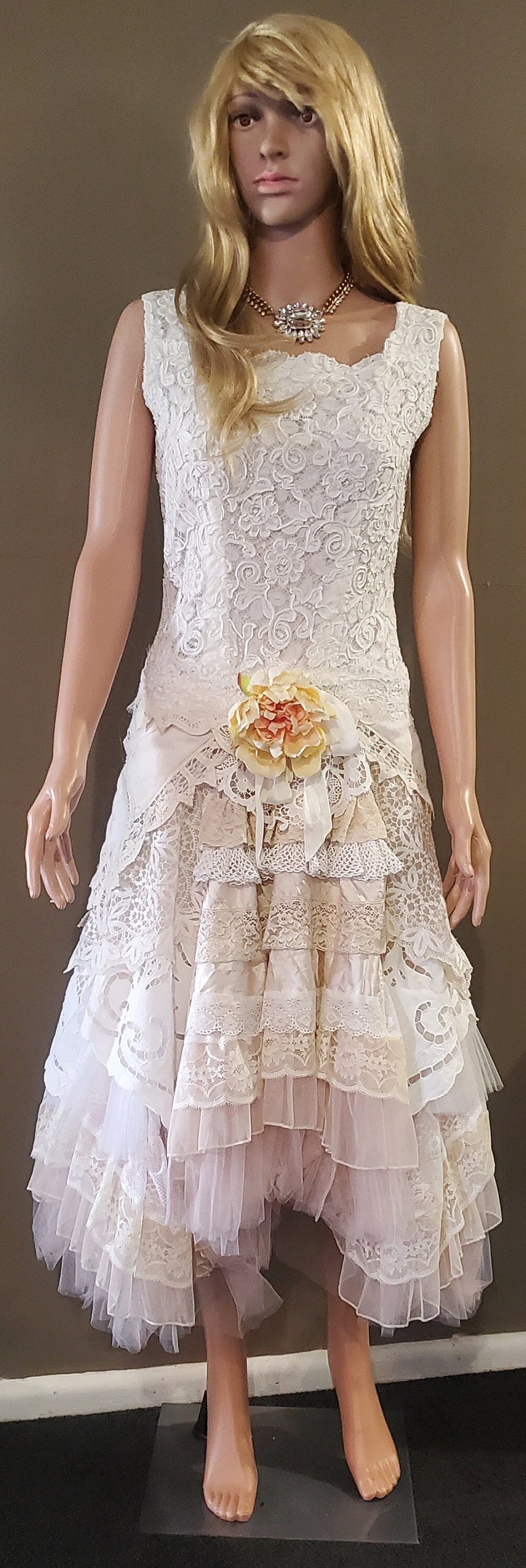 Antique and Vintage Lace Layered Dress/ Alternative Wedding Gown - Etsy