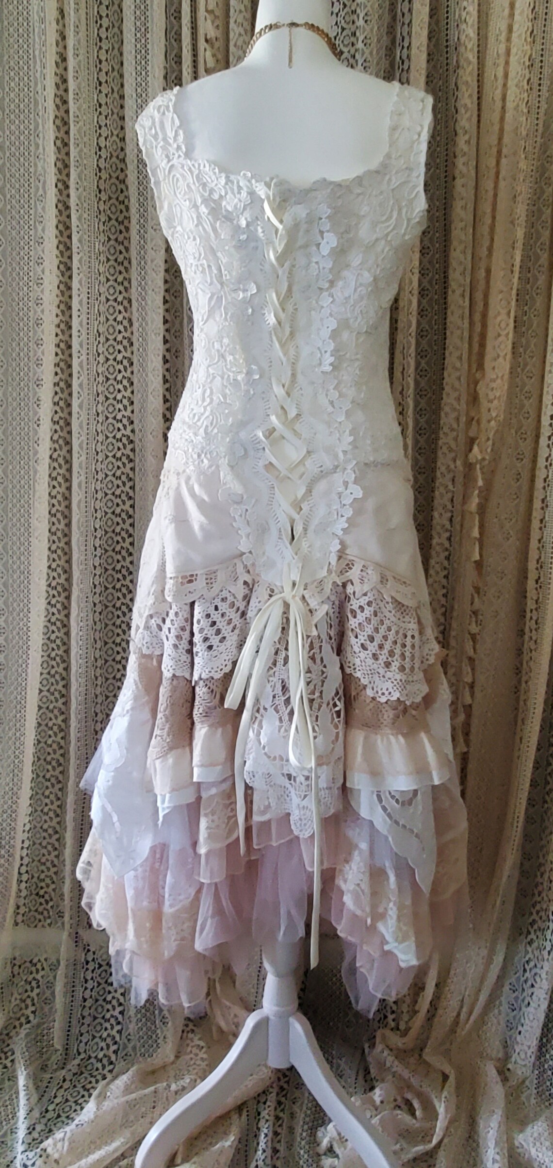 Antique and Vintage Lace Layered Dress/ Alternative Wedding Gown - Etsy