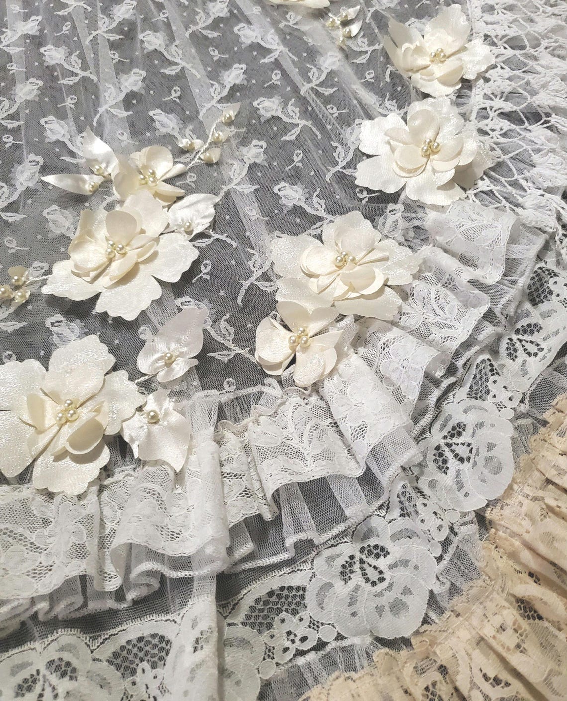 3D Flower Lace Skirt /layered Lace Shawl / Layered Lace Wrap Skirt ...