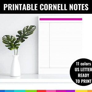 Printable Cornell Notes Ready to Print Note Taking System Lined Planner ...