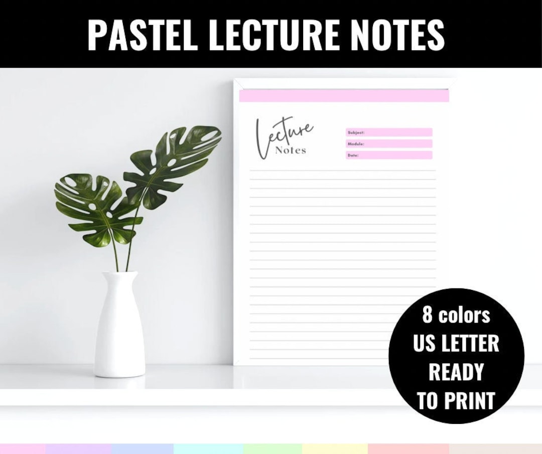 Printable Lecture Notes Note Taking Templates Lined Note Pages Color ...