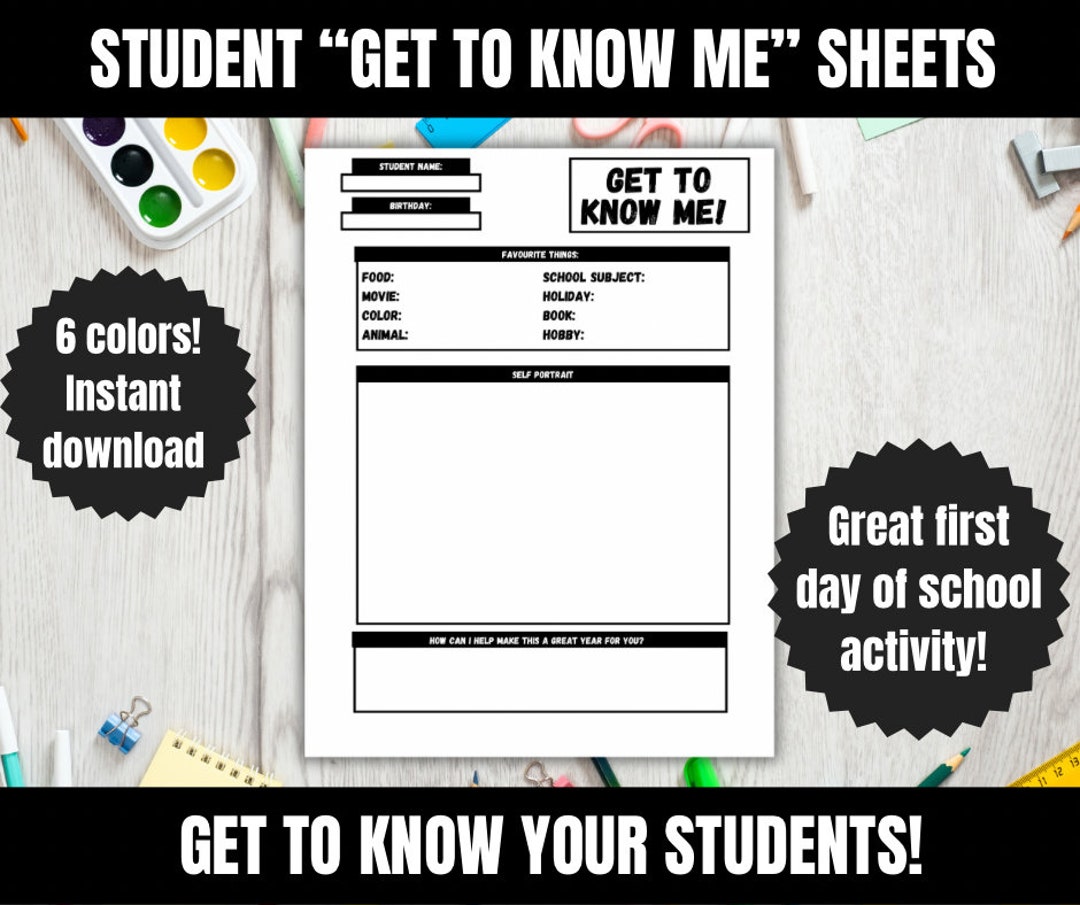 Student get to Know Me Sheet Student Survey PDF Teacher Planner Teacher ...