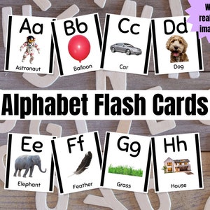 Alphabet Flash Cards With Realistic Images Learn the Abcs at Home ...