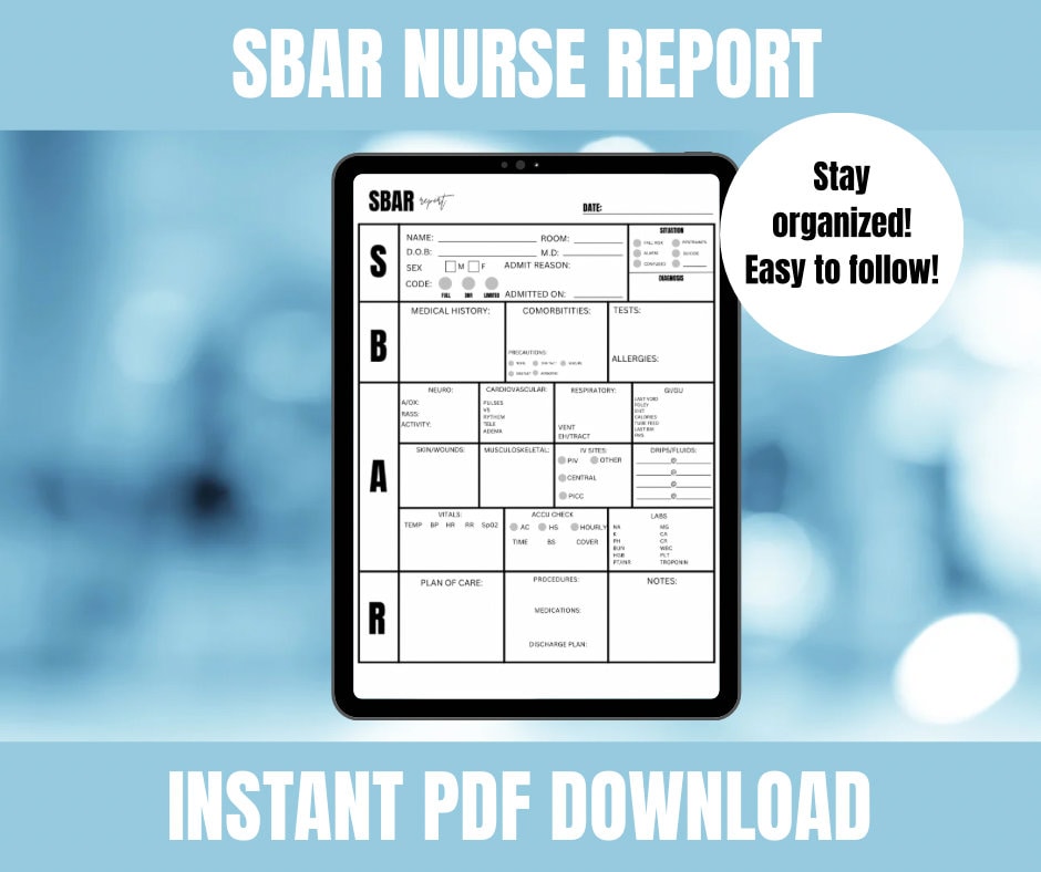 PLR Done for You, Ready to Sell SBAR Nurse Report Sheet Nurse Brain ...