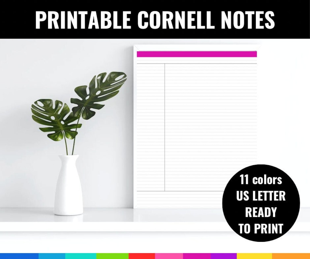 Printable Cornell Notes Ready to Print Note Taking System Lined Planner ...