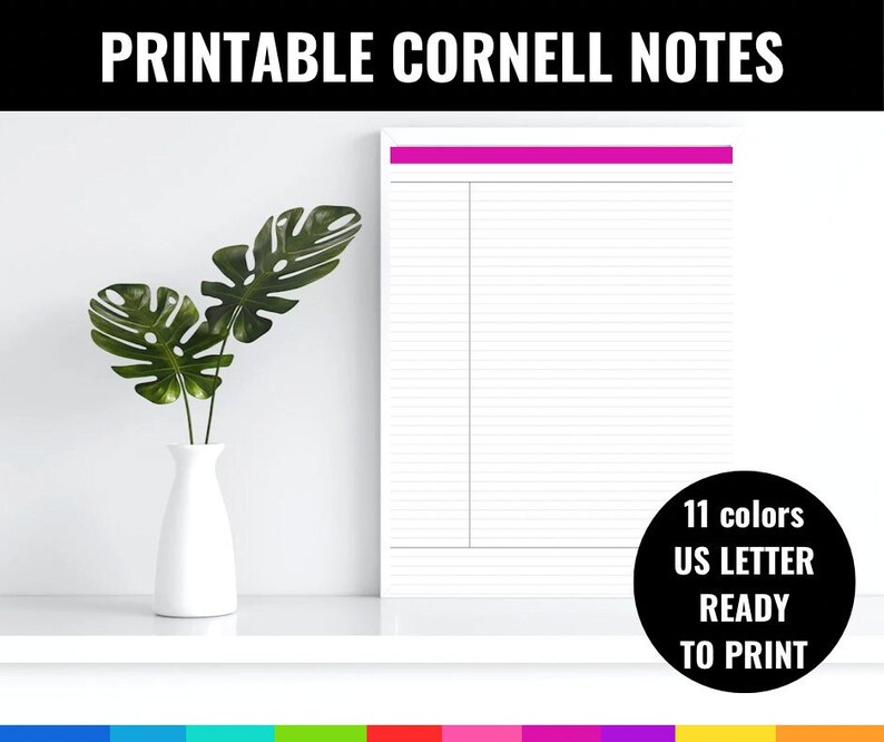 Printable Cornell Notes Ready to Print Note Taking System Lined Planner ...
