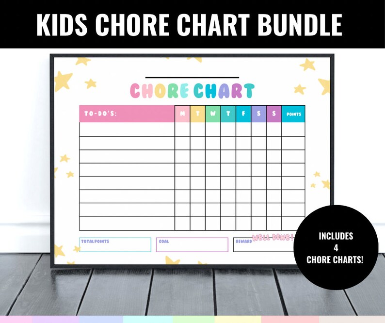 Kids Chore Chart Bundle Summer Vacation Chore Charts Kids - Etsy