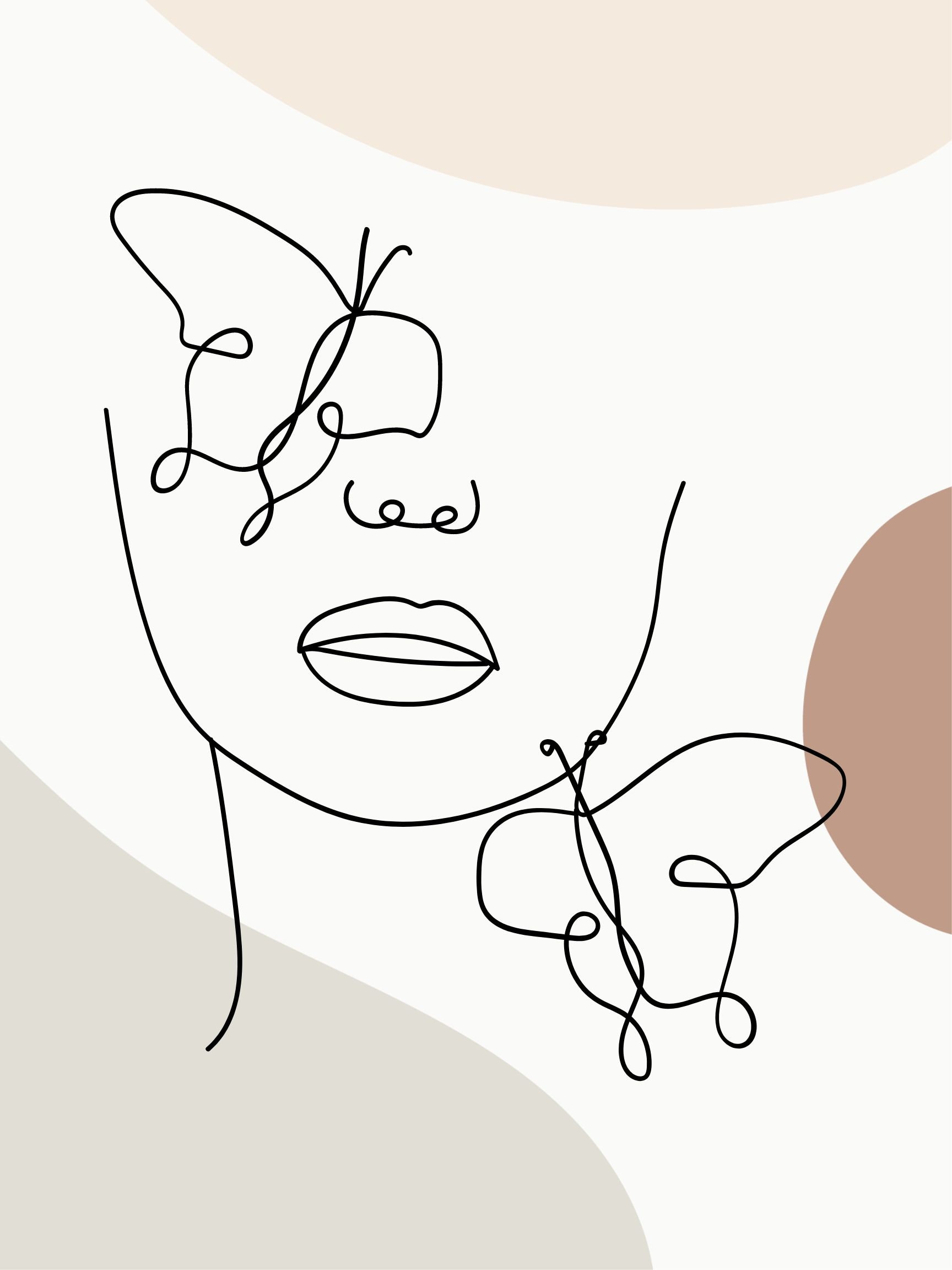 Woman Line Art Print, Feminine Wall Art, Abstract Butterfly Line Art ...