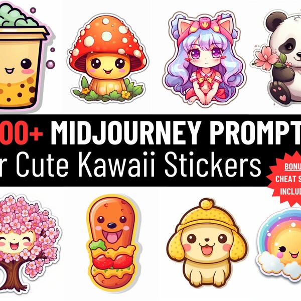 Kawaii Ai Stickers Midjourney Prompt - Etsy