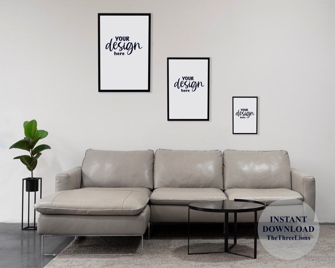 Three Black Frames Mockup , Three Mockup Frame, 3 Vertical Frames ...