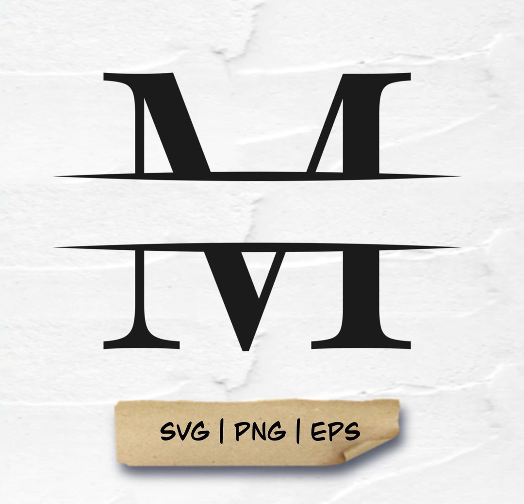 Uppercase M Letter Split Monogram Svg, Alphabet Split Name Frame, Split ...