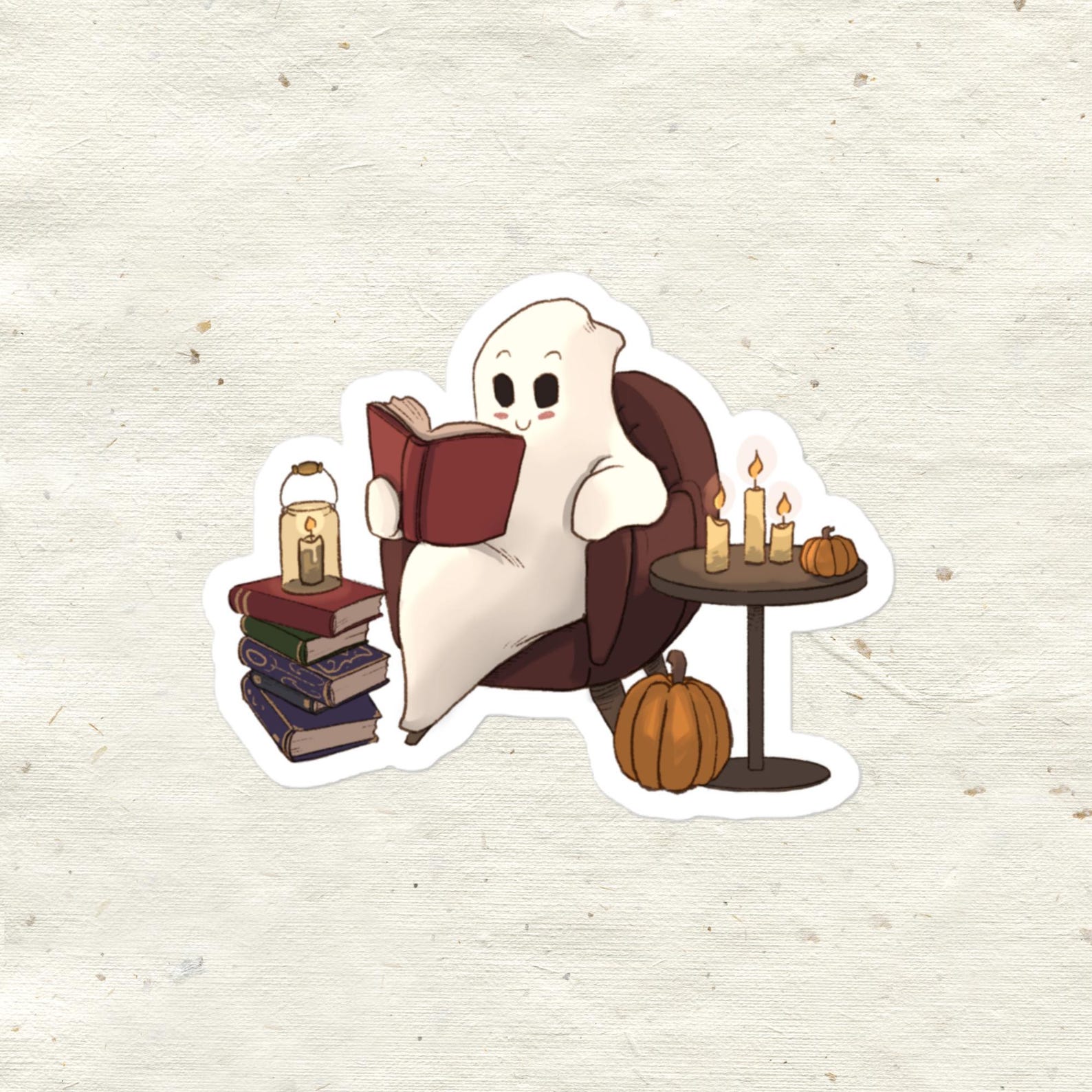 Cozy Halloween Ghost Sticker Hand-drawn, Book Lover's Delight - Etsy