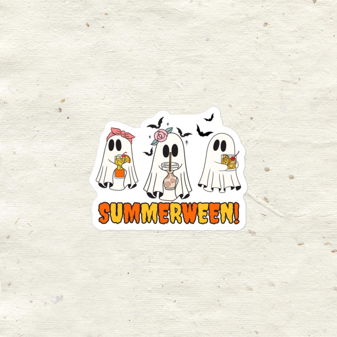 Summerween Ghost Sticker: Spooky Summer Halloween Vinyl Decal - Etsy