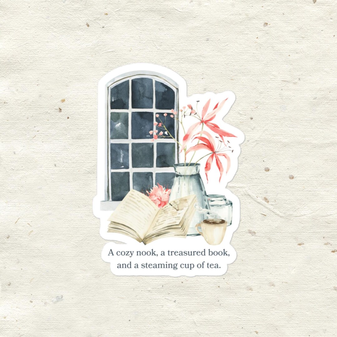 Cozy Nook and Book Sticker | Cottagecore Moment of Calm - Etsy