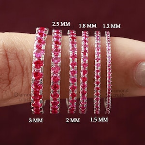 Natural Ruby Wedding Band Natural Diamond Full Eternity Band Pave Set ...