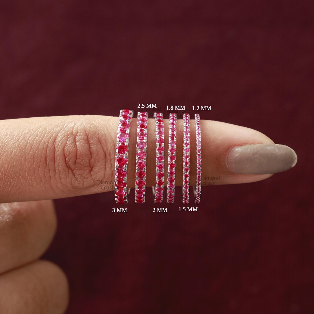 Natural Ruby Wedding Band Natural Diamond Full Eternity Band Pave Set ...