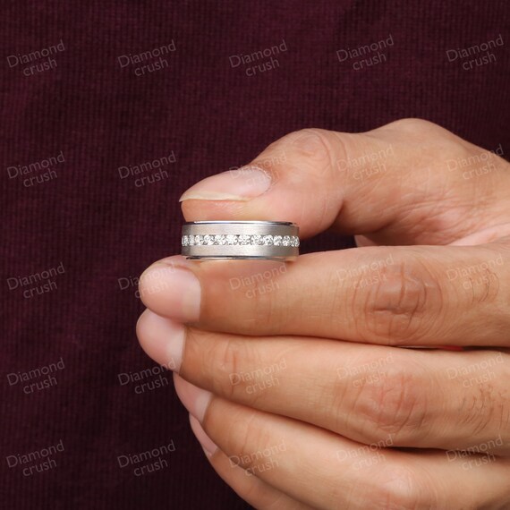 Mens Lab Diamond Band Mens Diamond Ring Full Eternity Band Mens Engagement Ring Mens Wedding Band Mens Pinky Ring Lab Grown Diamond Band