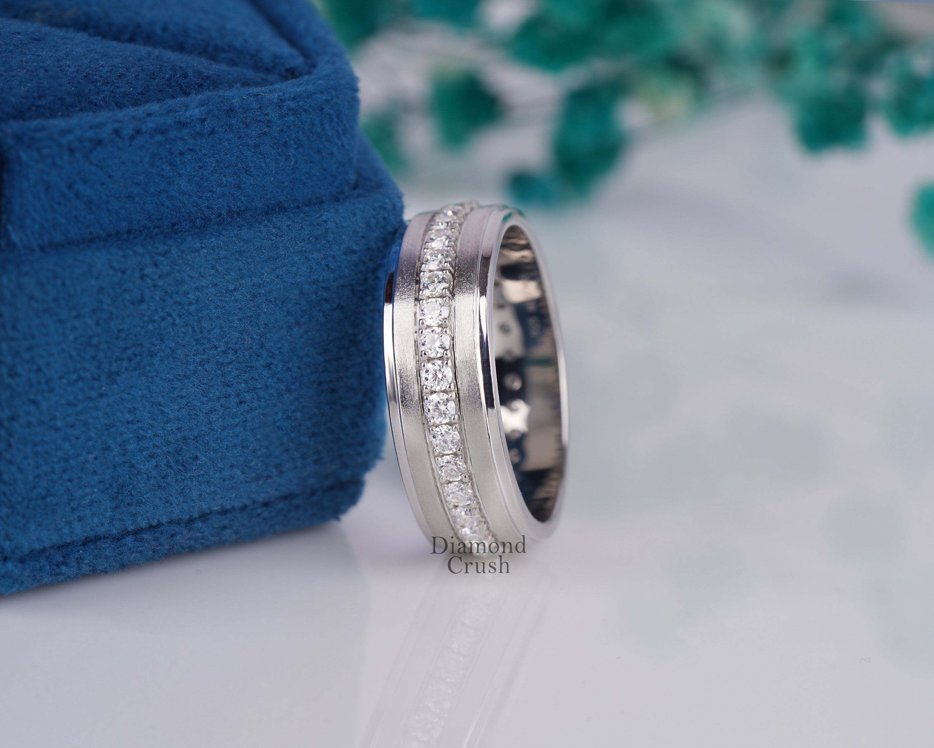 Men Moissanite Wedding Band Full Eternity Mens Band 14K Solid Gold ...