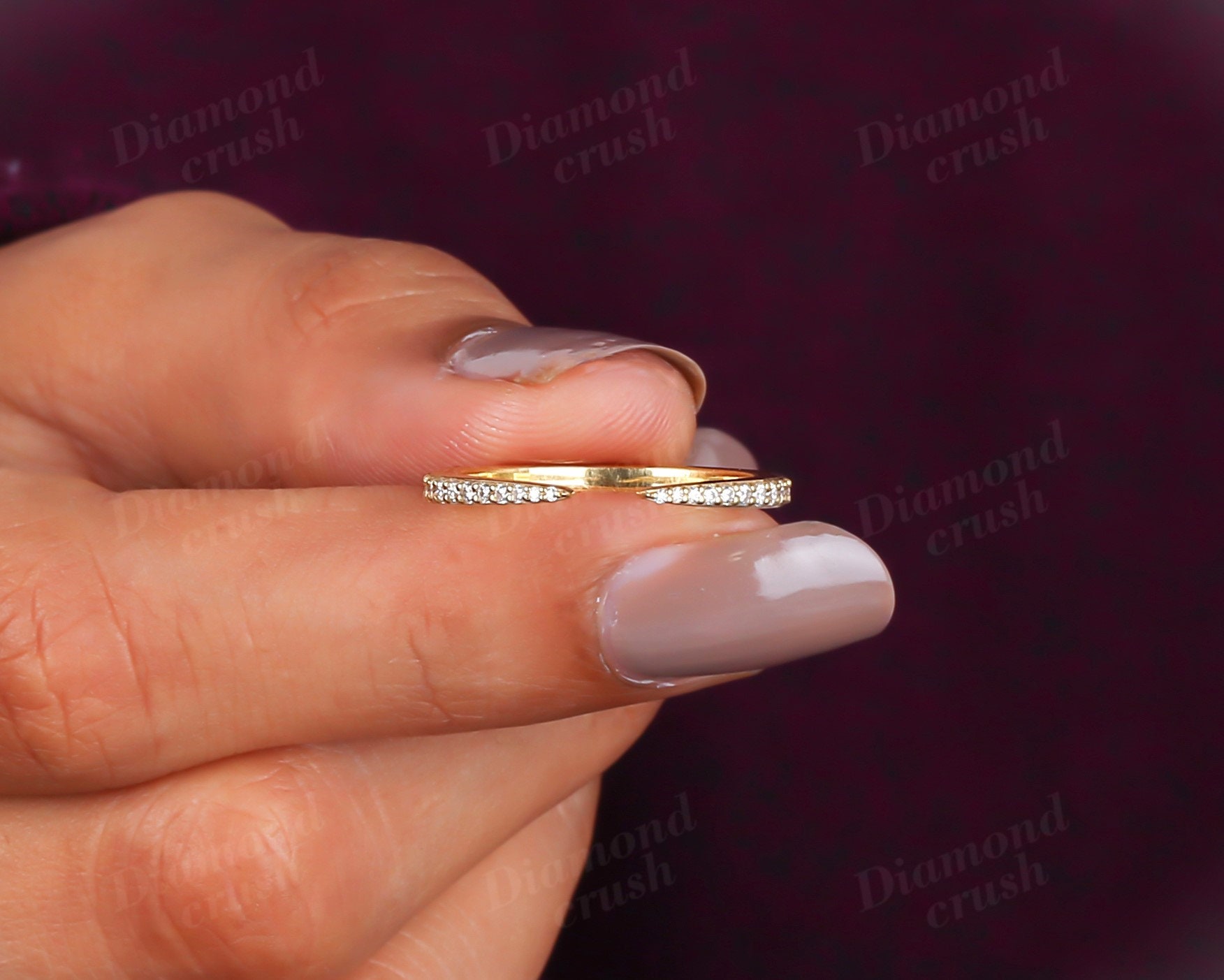Lab Diamond Open Wedding Band Pave Half Eternity Band Minimalist ...