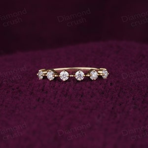 Floating Diamond Wedding Band Lab Diamond Half Eternity Band Dainty ...