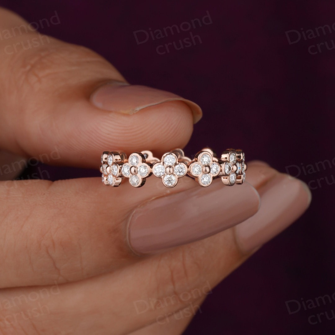 Lab Diamond Four Leaf Clover Ring 14K Gold Clover Ring Lab Grown ...