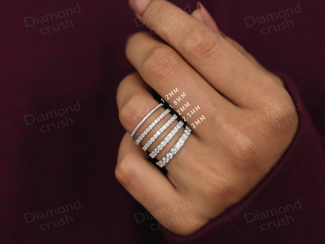 Lab Grown Diamond Band Full Eternity Band Dainty Wedding Band Round Lab ...