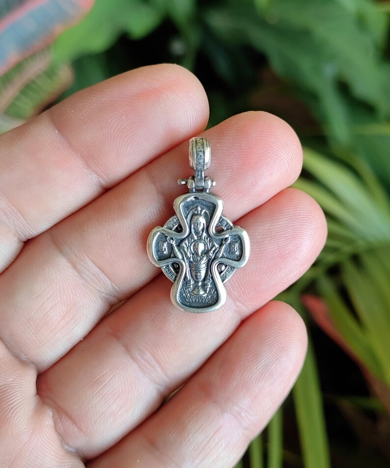 Silver Cross With Icon of the Mother of God, Silver Cross With the ...