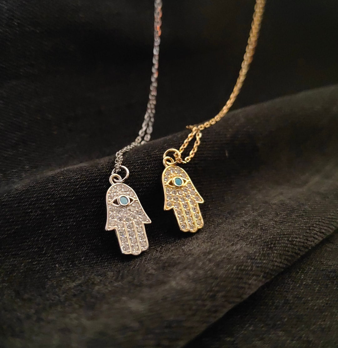 Hamsa Hand, Hand of Fatima Necklace, Hamsa Hand Necklace, Evil Eye ...