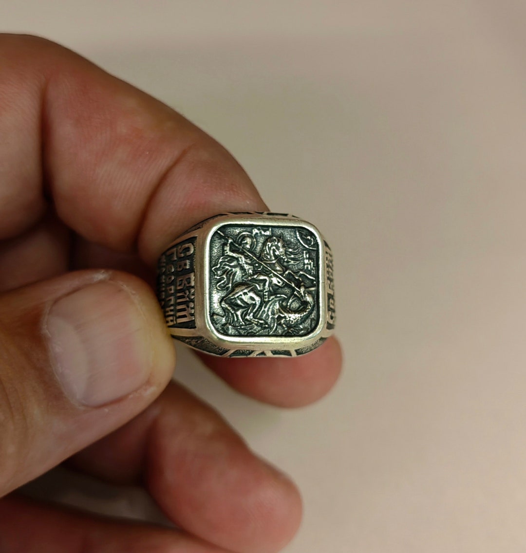 Christian Jewelry Rings, Silver Men's Rings, Saint George Rings, Men's ...