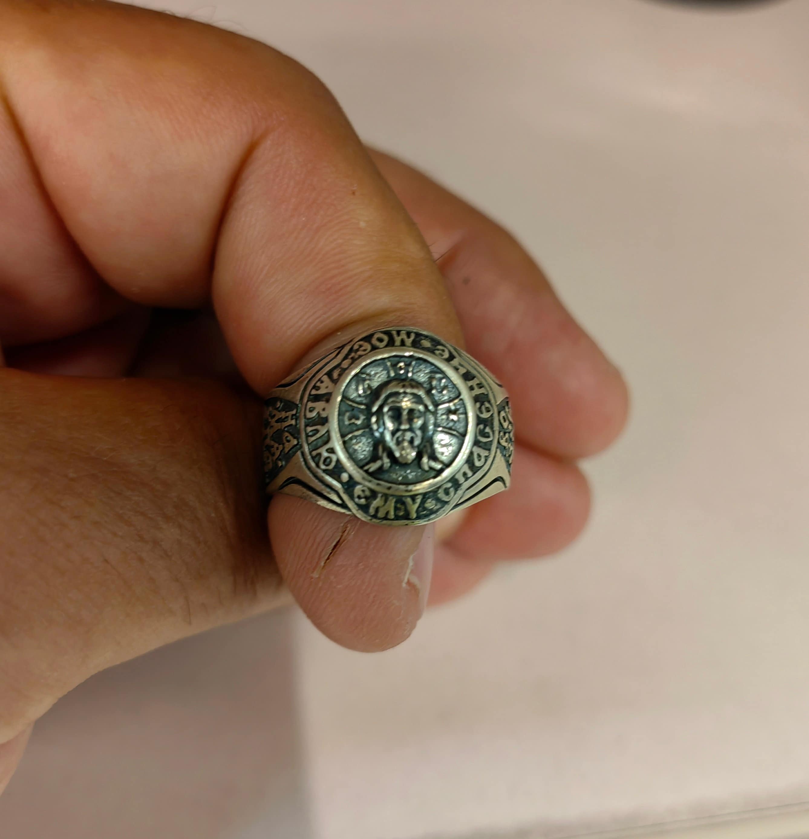 Silver Men's Ring, Christian Rings, Jesus Christ Ring, Men's Silver ...